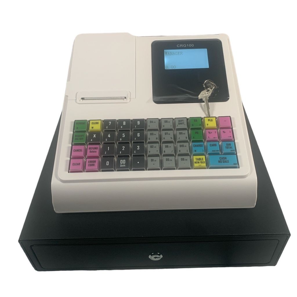CRG100 White Cash Register Till with Black Cash Drawer – Compact Retail ...