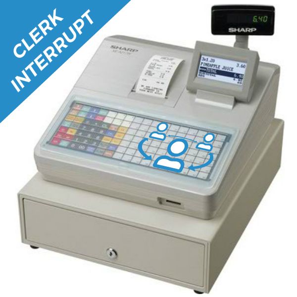 Sharp Cash Register XEA217W White Upgraded With Clerk Interupt